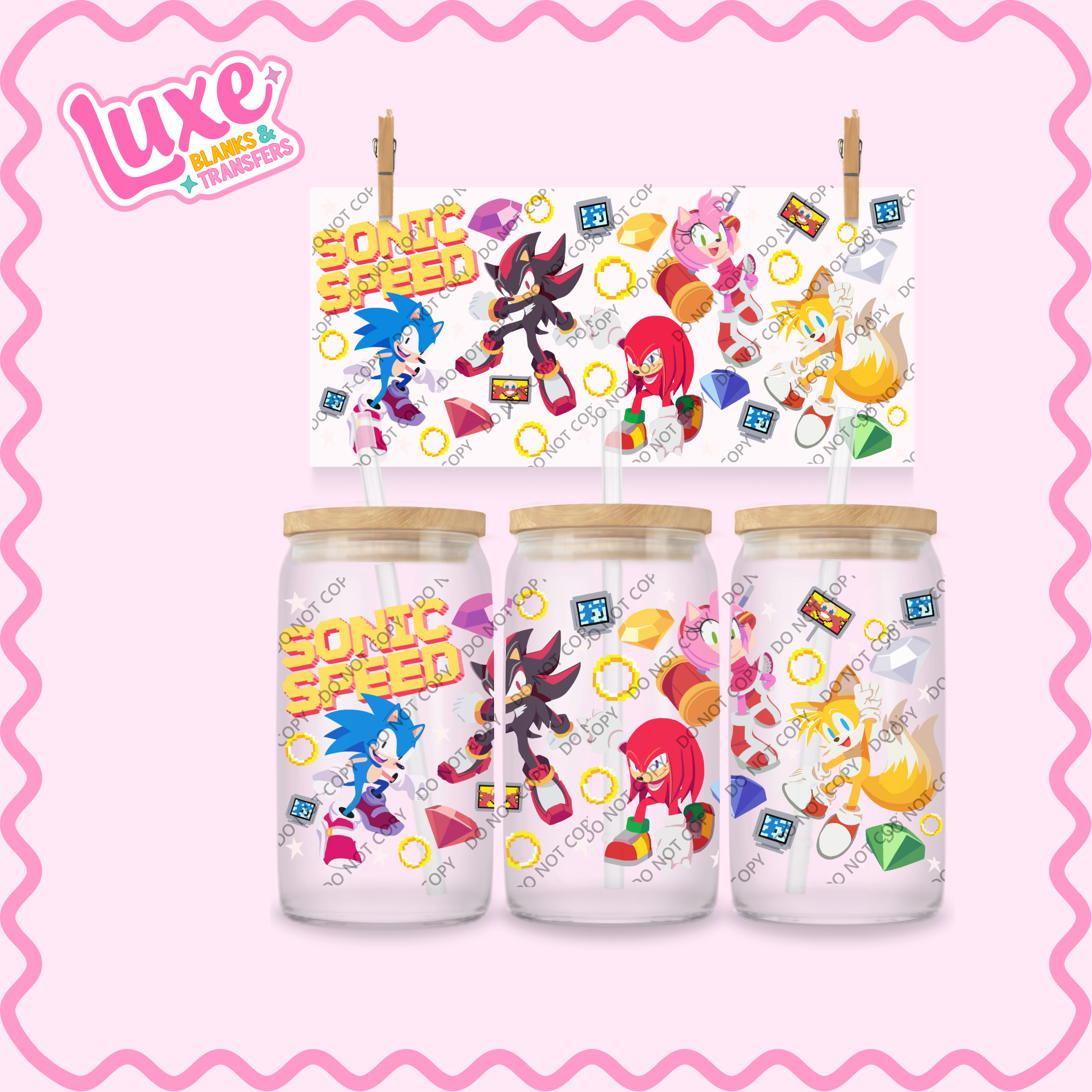 16oz UV DTF Wrap | Son/ic Speed | #2131 – Luxe Blanks & Transfers