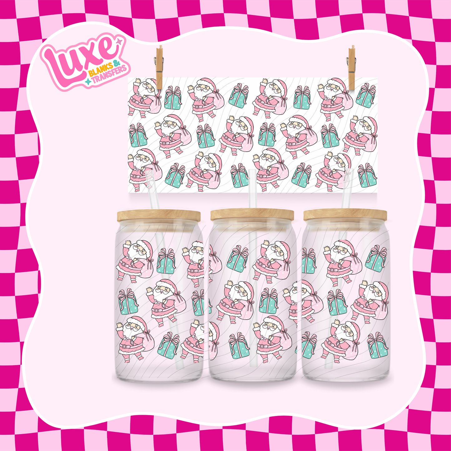 Santa Pattern UV DTF Wrap (#993) – Luxe Blanks & Transfers