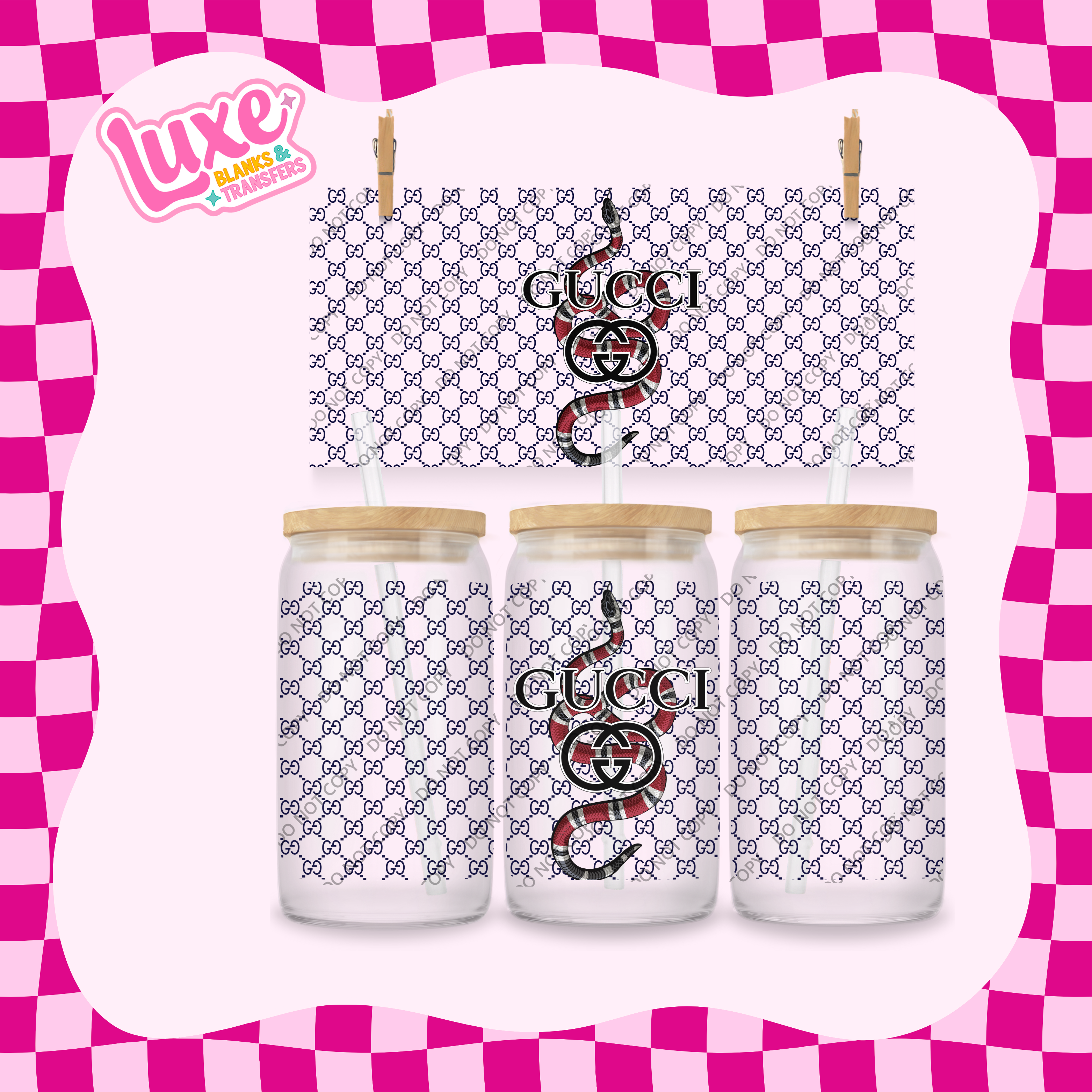 16oz UV DTF Wrap | G Brand Snake | #2028 – Luxe Blanks & Transfers